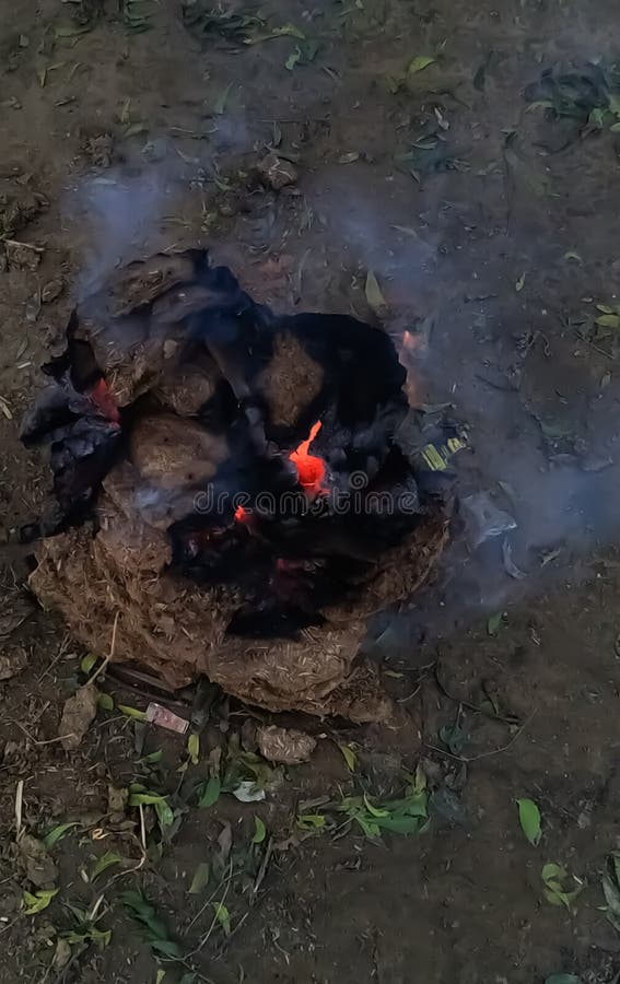 Fire Preparation from Cow Dung for Making Baked Wheat Flour Mixture ...