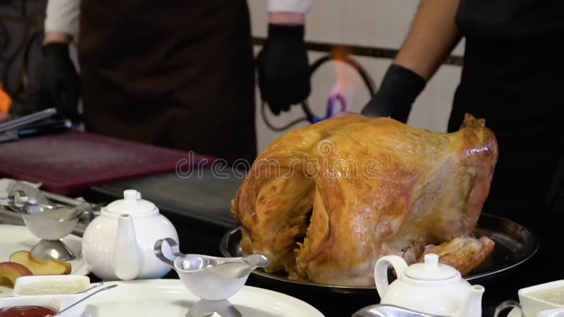 Fire Presentation from a Chef with Fire at the Restaurant. Amazing ...