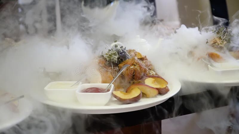 Fire Presentation from a Chef with Fire at the Restaurant. Amazing ...