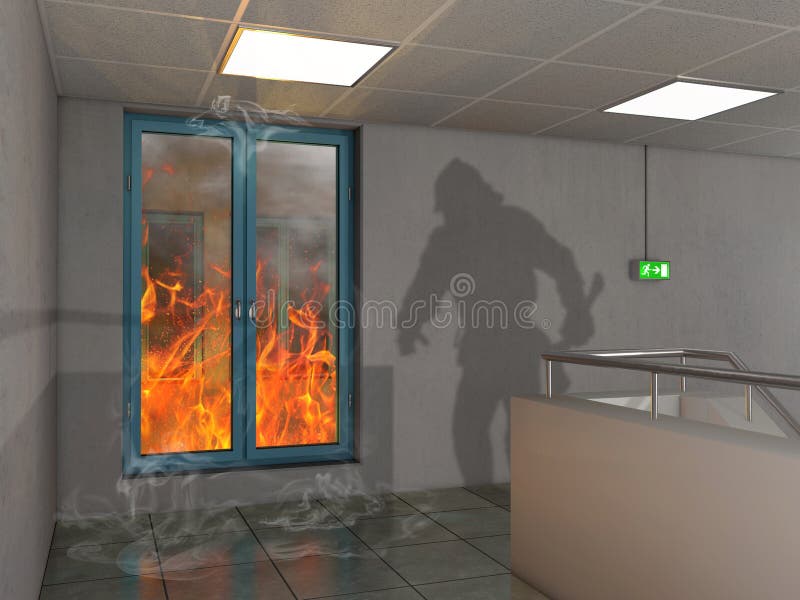 Fire Prevention Window, 3D Illustration Stock Illustration ...