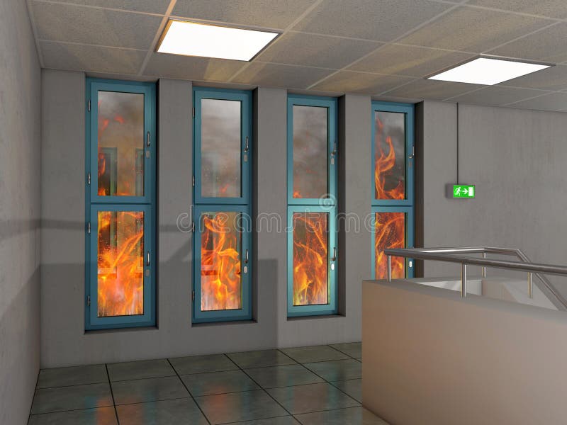 Fire Prevention Windows, 3D Illustration Stock Illustration ...