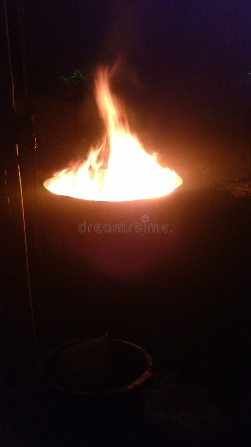 Fire Produced from Burning Coconut Shells Stock Photo - Image of ...