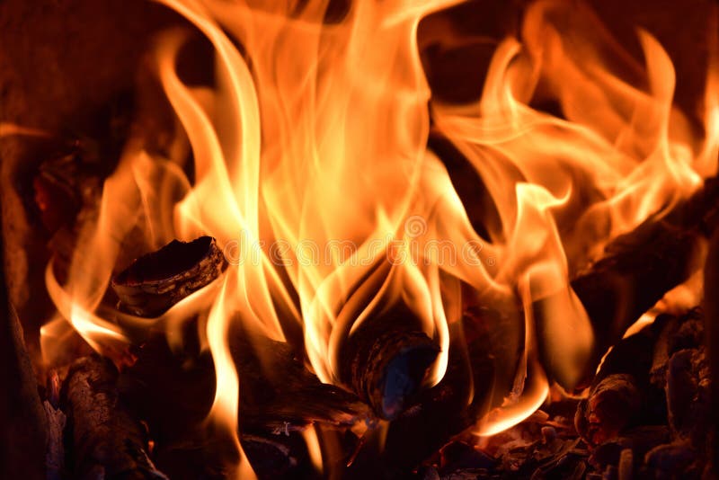 Fire Produced from Burning Coconut Shells Stock Photo - Image of ...