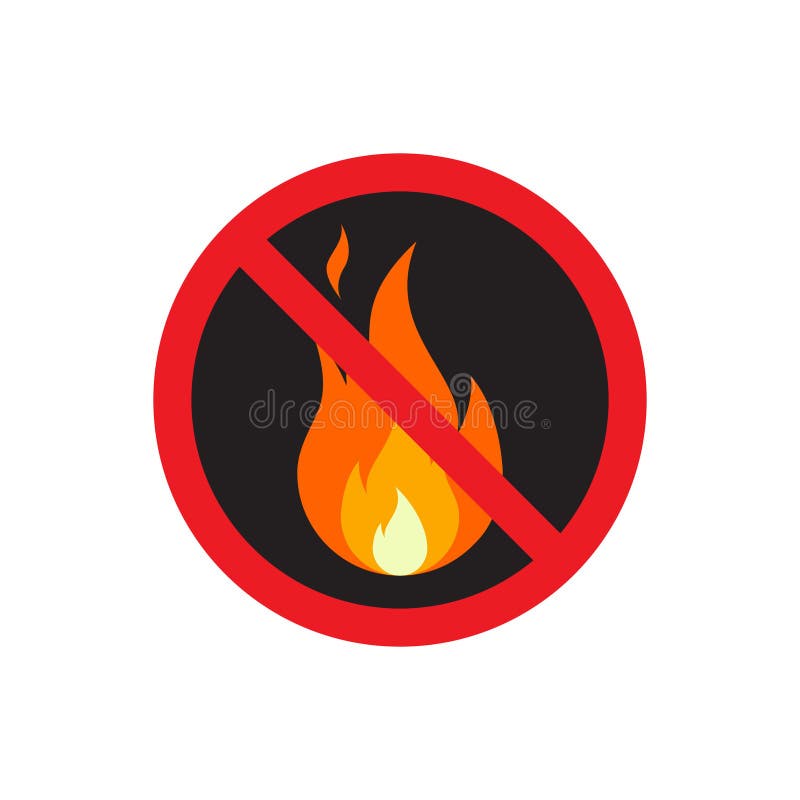 Fire Prohibition Sign Icon in Flat Design. Stop Flame Sign Symbol Stock ...