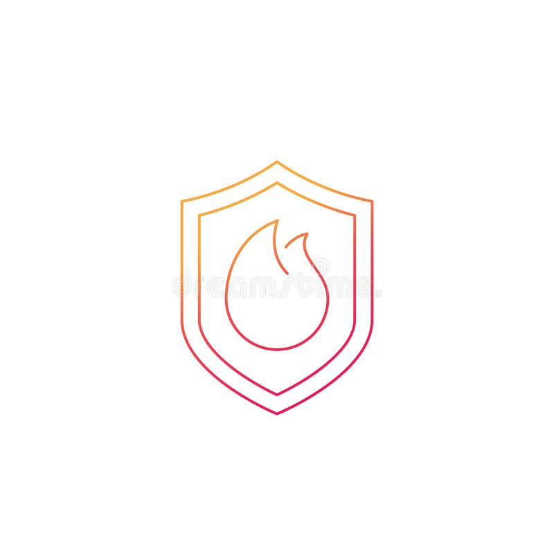 Fire Protection Vector Icon with Shield and Flame Stock Vector ...