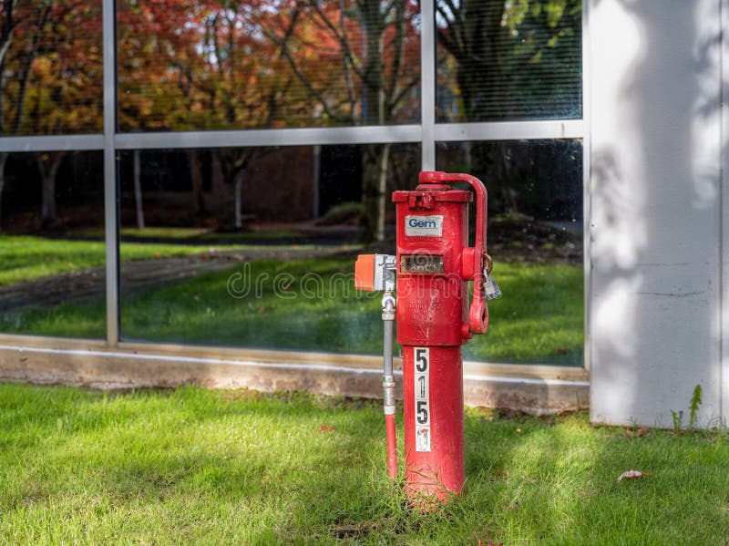 A Fire Protection Indicator Post in Front of an Office Building in ...