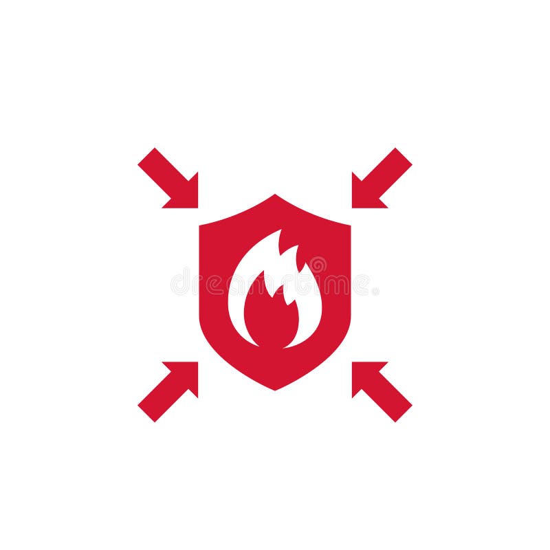 Fire Protection, Resistance Icon with Shield Stock Vector ...