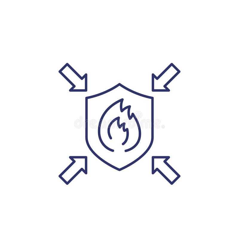 Fire Protection, Resistance Icon with Shield Stock Vector ...