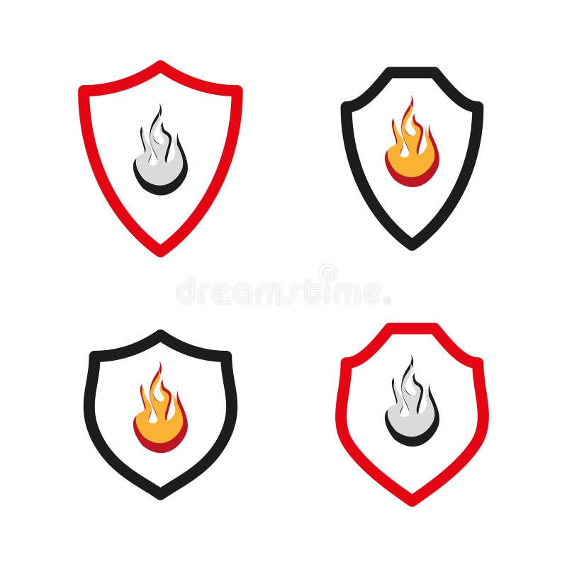 Fire Protection Shield Set. Flame Safety Symbol. Firewall Security ...