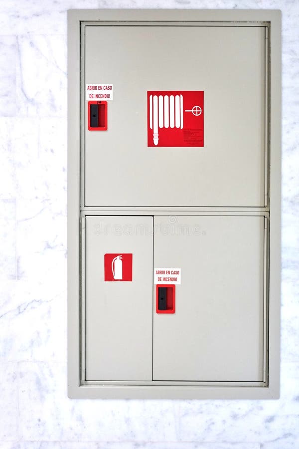 Fire Protection Signage in Public Building Stock Photo - Image of ...
