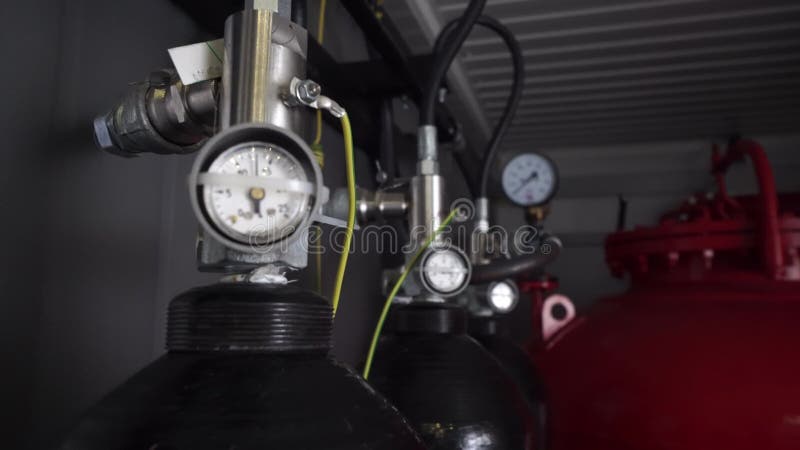 Fire Protection System Close Up, Meter Indicates the Pressure Stock ...