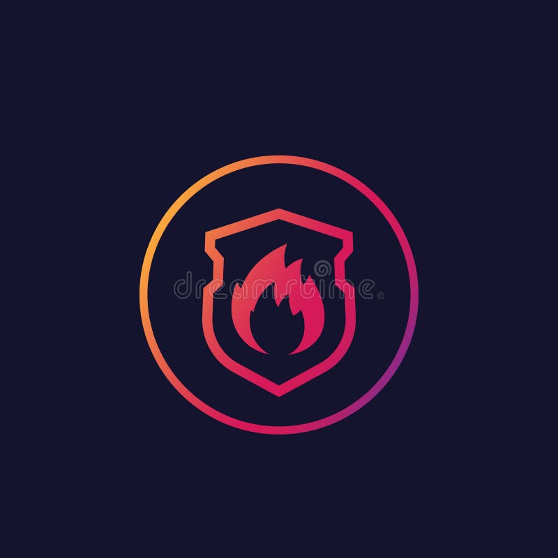 Fire Protection Vector Icon with Shield and Flame Stock Vector ...