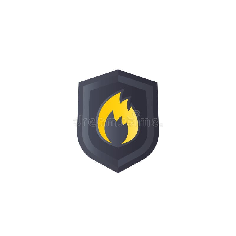 Fire Protection Vector Icon with Shield and Flame Stock Vector ...