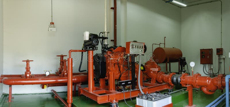 Fire pump system room stock photo. Image of steel, background - 204508290