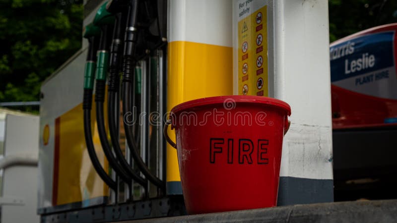 Fire Put Out Bucket on Petrol Gas Station Editorial Image - Image of ...