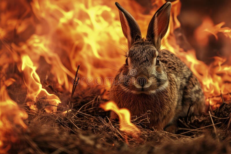 Fire rabbit. Generate Ai stock image. Image of young - 310804583