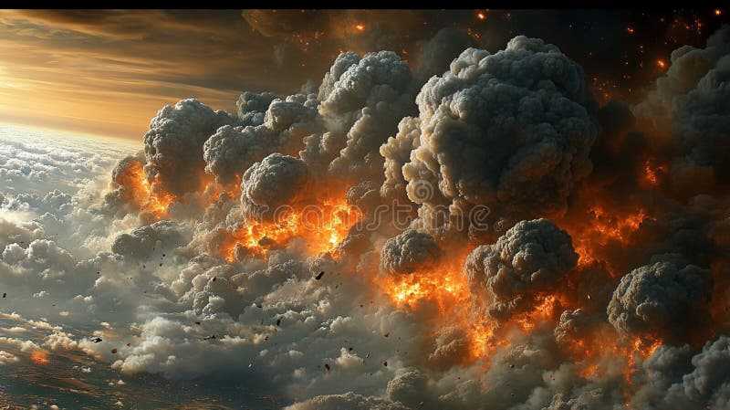 Fire Rages on the Surface of the Earth Stock Illustration ...