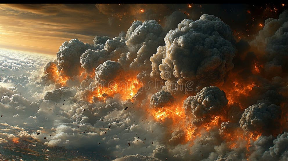 Fire Rages on the Surface of the Earth Stock Illustration ...