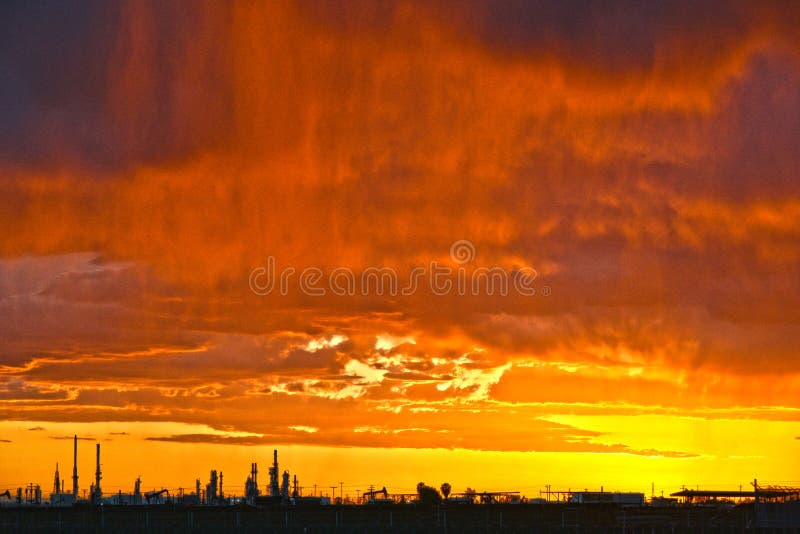 Fire and rain at sunset stock image. Image of clouds - 73957147