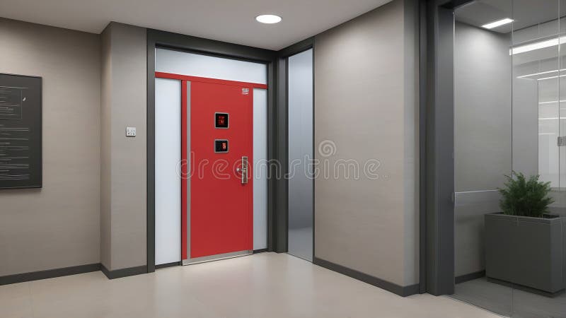A Fire Rated Door in a High-rise Office Corridor Stock Photo - Image of ...