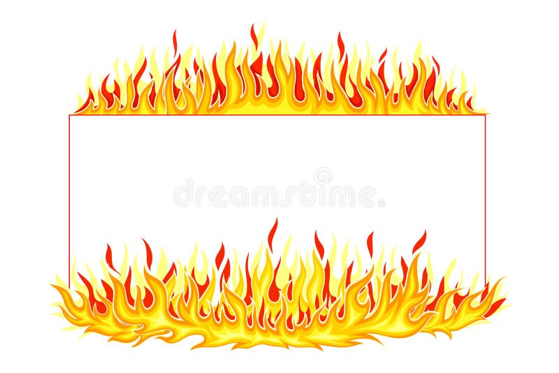 Burning Rectangular Frame. Realistic Hot Fire Shape Stock Vector ...