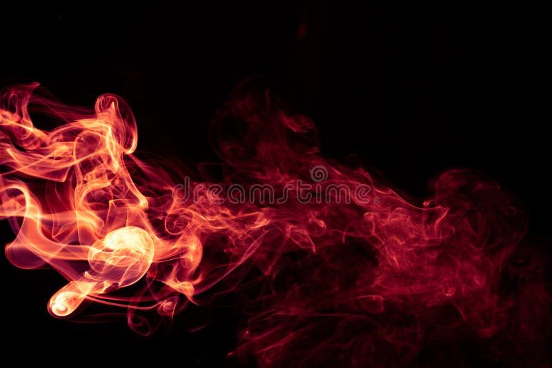 Fire Red Abstract Smoke Design on Black Background Stock Photo - Image ...