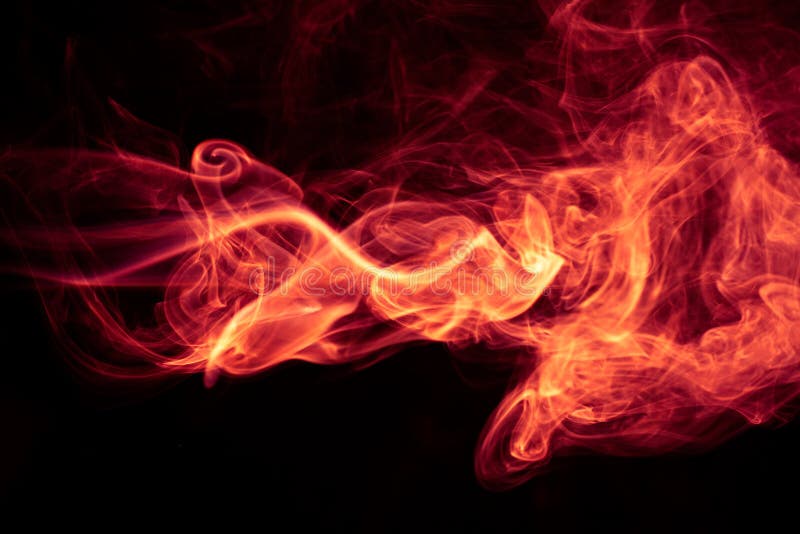 Fire Red Abstract Smoke Design on Black Background Stock Photo - Image ...