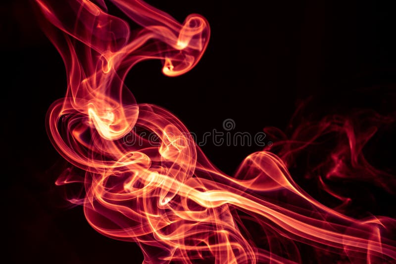 Fire Red Abstract Smoke Design on Black Background Stock Photo - Image ...