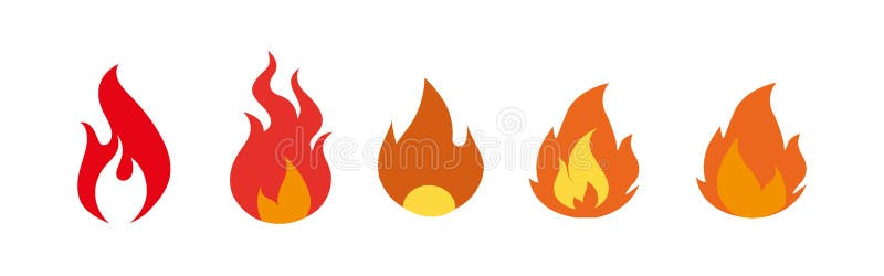 Fire Red, Flames Icon Set. Logo Design Fire Stock Illustration ...