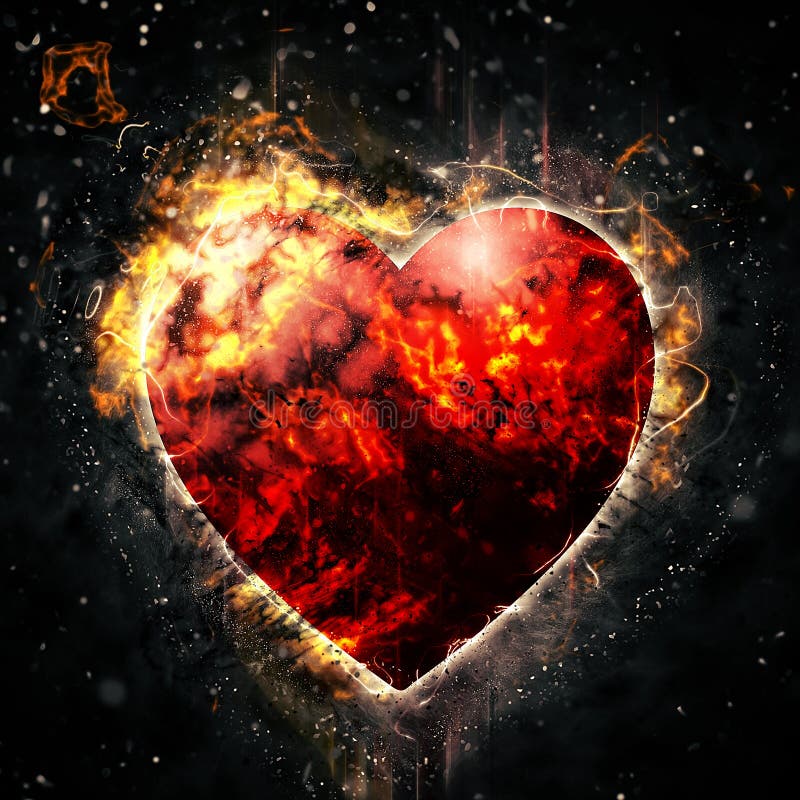 Fire red heart stock illustration. Illustration of flare - 83579959