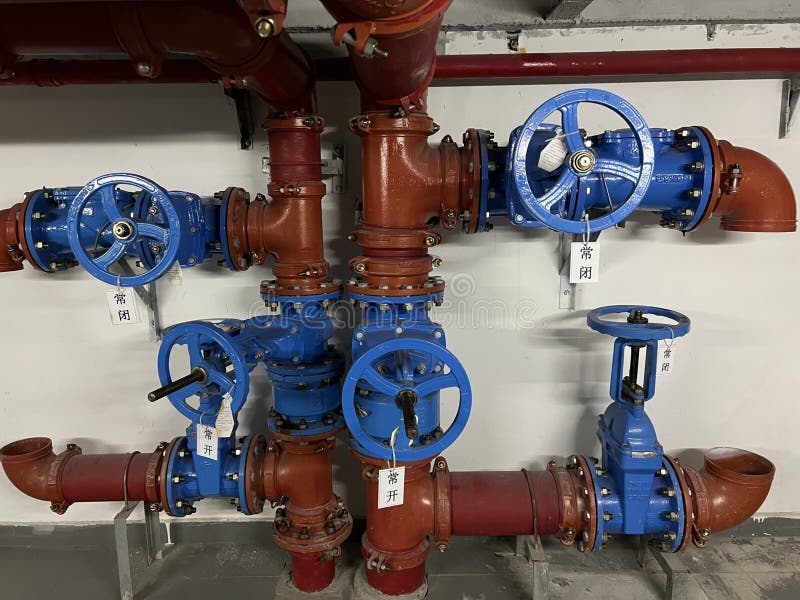 Fire red pipe stock photo. Image of facilities, room - 271188148