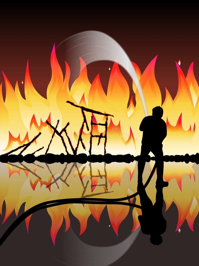 Fire with Red and Yellow Flames Stock Illustration - Illustration of ...