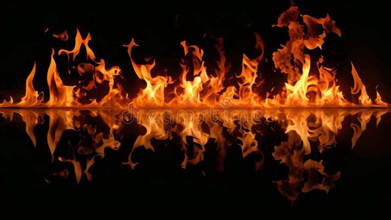 Fire Reflection on Black Background Stock Video - Video of dangerous ...