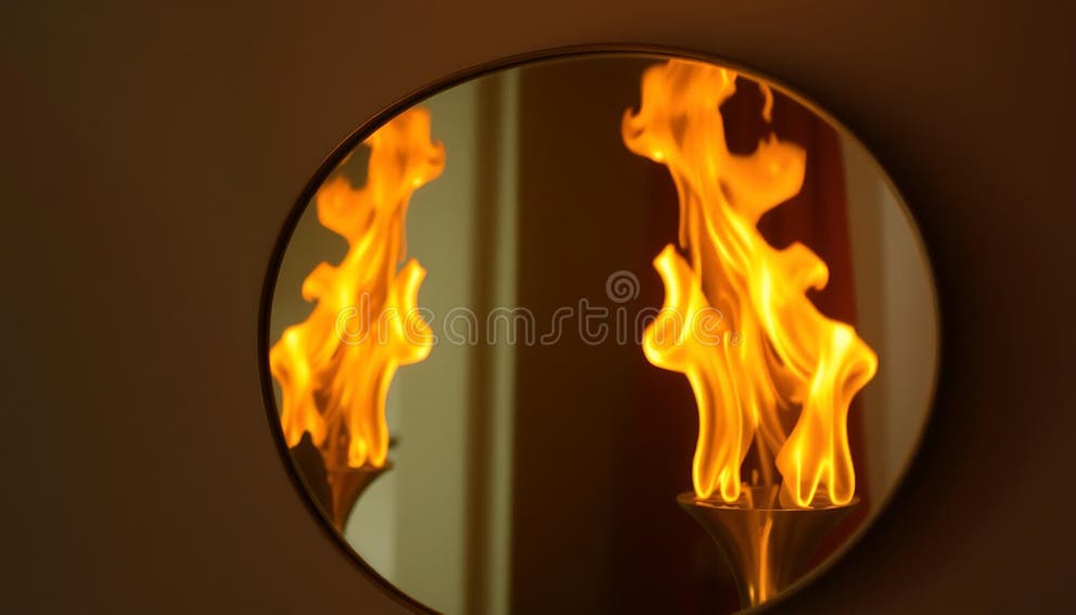Fire Reflection Mirror Surface, Abstract Flame and Reflective Light ...