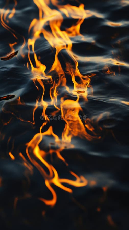 Fire Reflections on Water Surface, Abstract Art. Nature and Contrast ...
