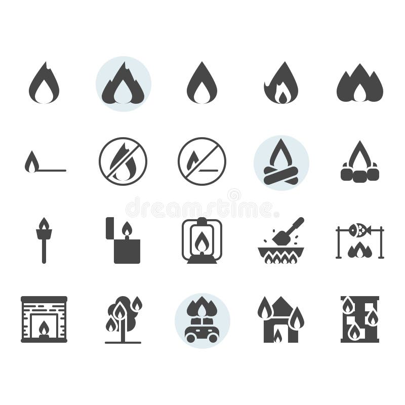Fire Related Icon and Symbol Set in Glyph Design Stock Vector ...