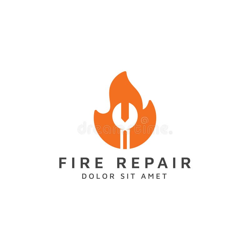 Fire Repair Negative Space Logo Design Stock Vector - Illustration of ...