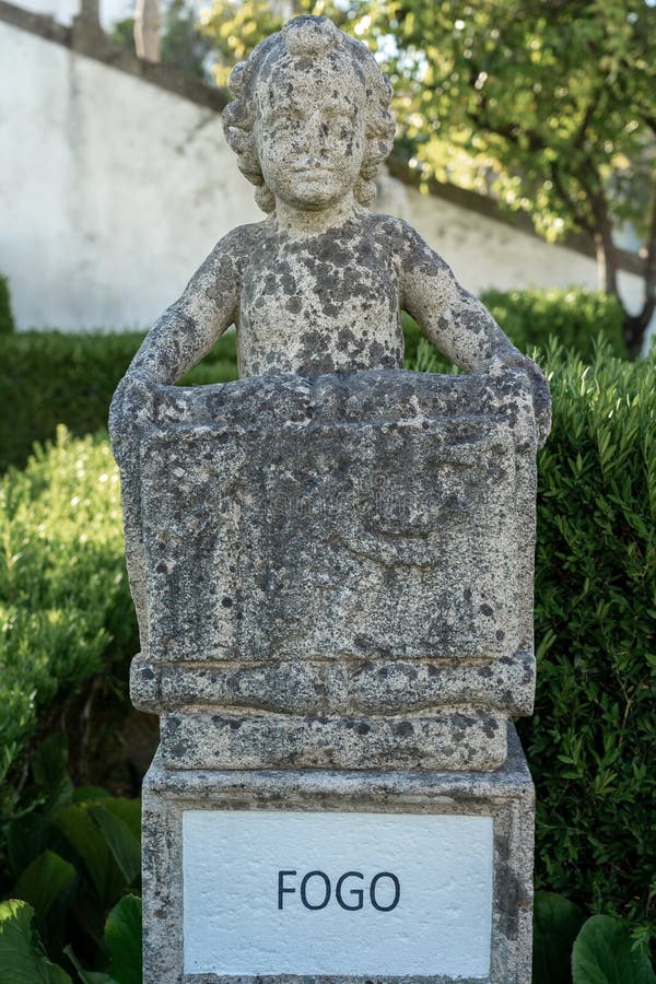 Fire Represented by Stone Statue. Episcopal Garden of Castelo Branco ...