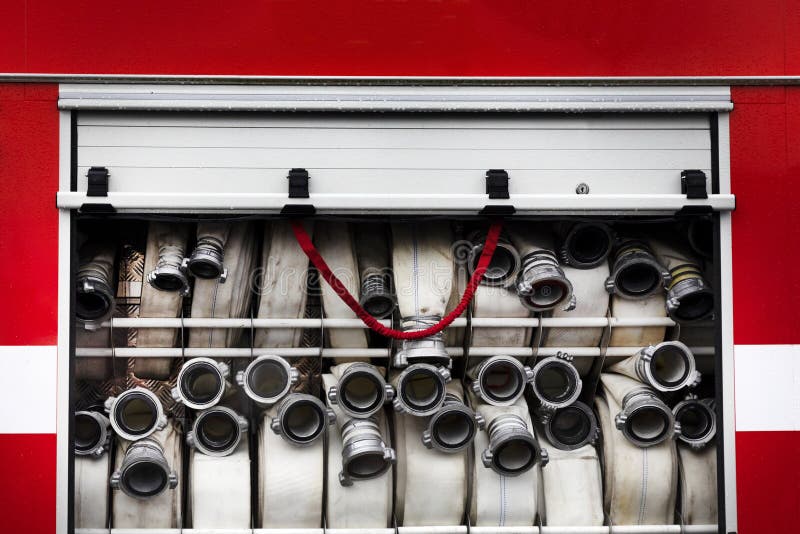 Fire and Rescue Equipment in a Fire Truck Stock Image - Image of ...