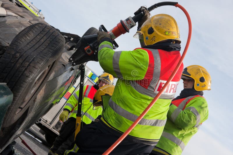 Fire and Rescue Service at Car Crash Training Editorial Photo - Image ...