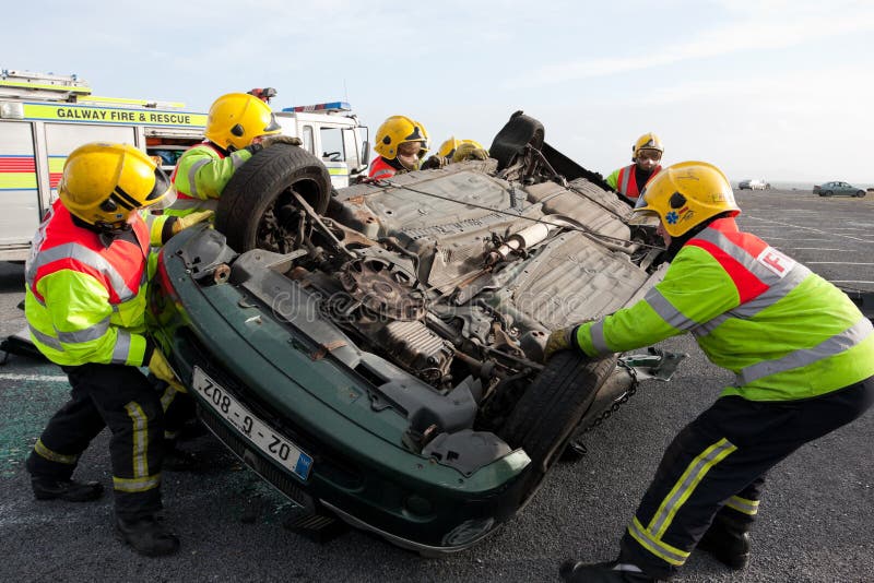 Fire and Rescue Unit at Car Crash Training Editorial Photography ...