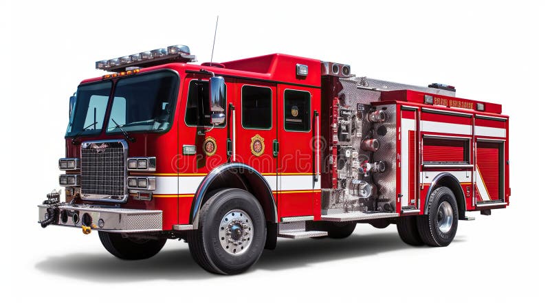 Fire Rescue Vehicle. Big Red Rescue Car Isolated on White Stock ...