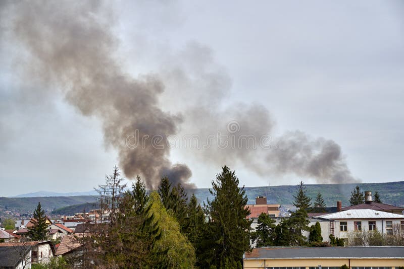 Fire in a Residential Building Top View from a Drone Stock Photo ...