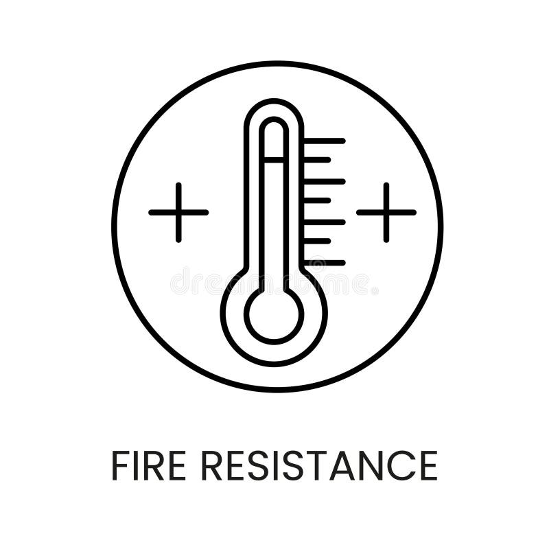 Fire Resistance Line Vector Icon with Editable Stroke. Stock Vector ...