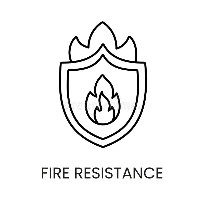Fire Resistance Line Vector Icon with Editable Stroke. Stock Vector ...