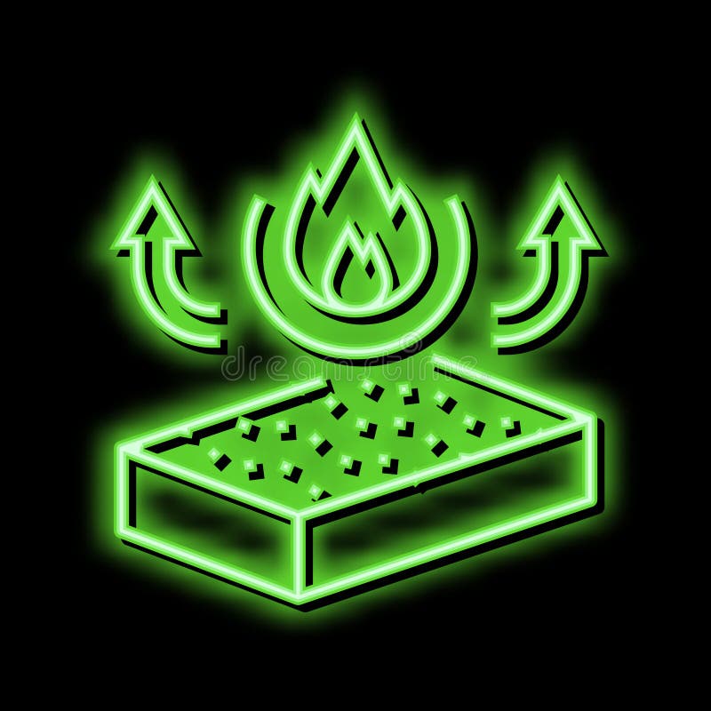 Fire Resistance Mineral Wool Neon Glow Icon Illustration Stock Vector ...