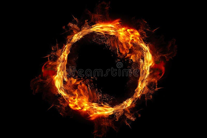 Fire Ring on Black Background Stock Illustration - Illustration of ...
