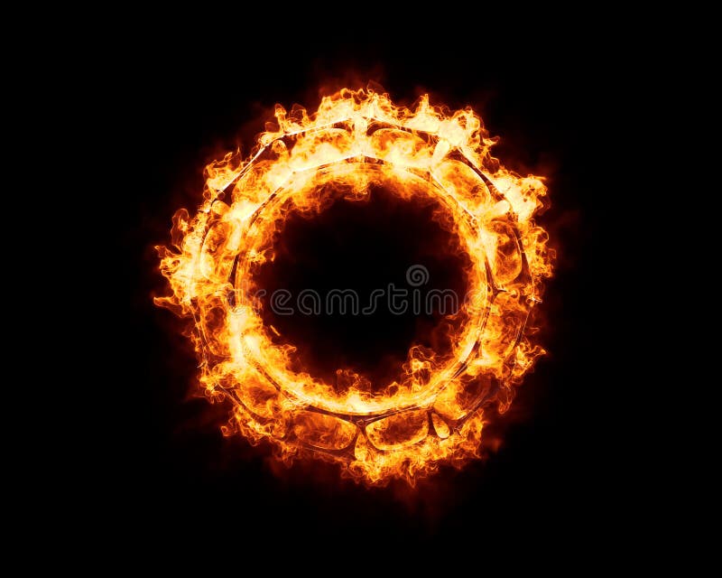 Fire Ring Burning on Black Background Stock Photo - Image of glow ...