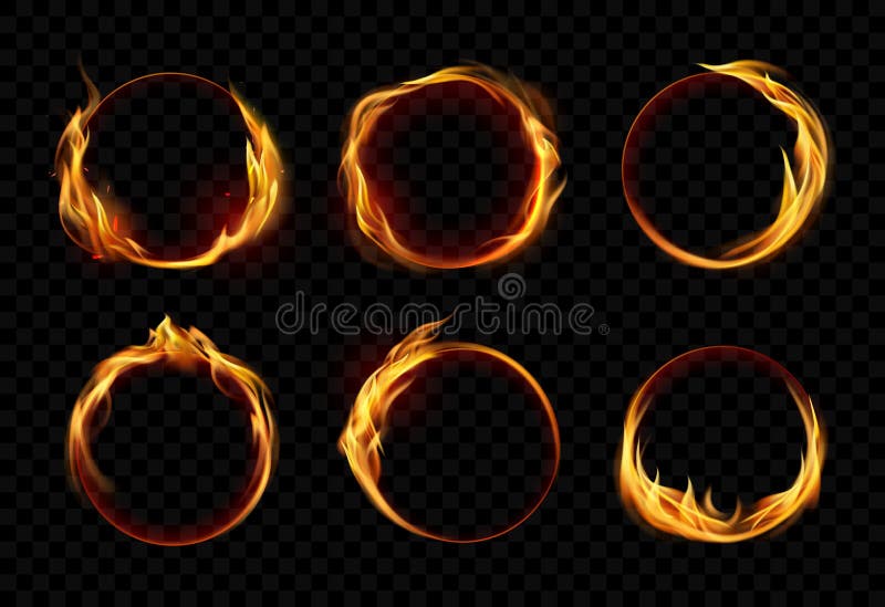 Fire Ring. Burning Round Frames with Hot Flame Stock Vector ...
