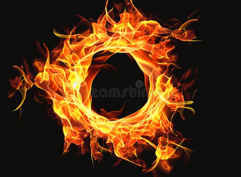 Fire Ring Circle on a Black Background Stock Illustration ...
